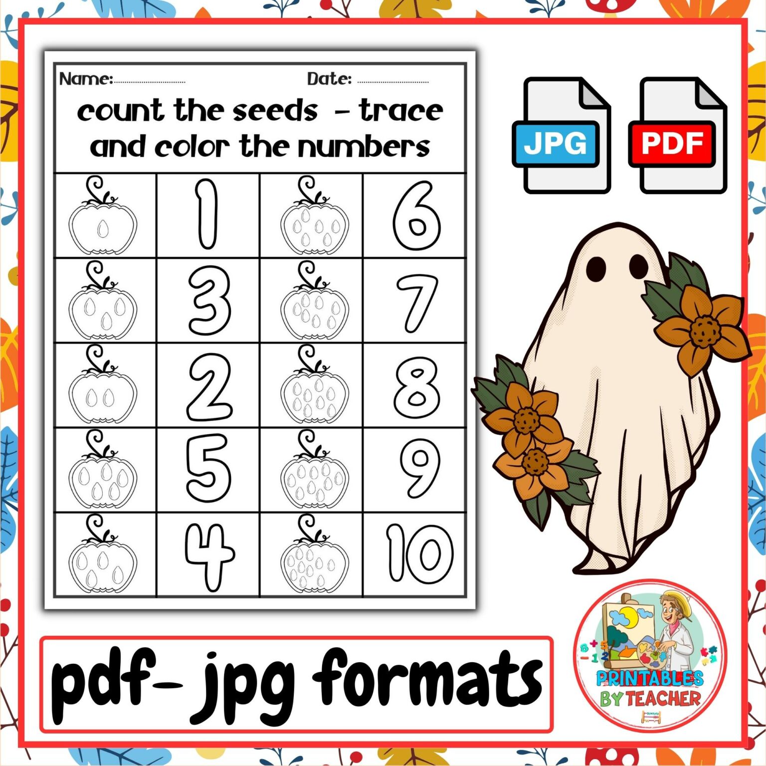 Fall activities | Autumn math worksheets | Fall count trace and color ...