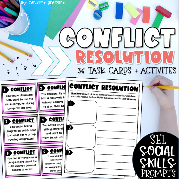 Social Emotional Learning Task Cards Prompts & Activities Conflict ...