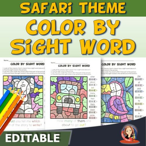 Editable Color by Code Sight Word Practice Worksheets - Classful