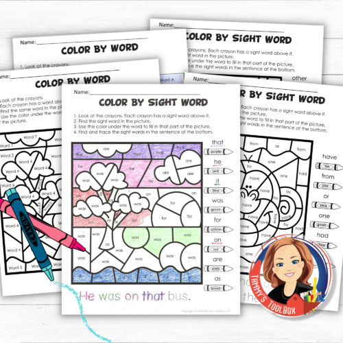 Editable Color by Code Sight Word Practice Worksheets - Classful
