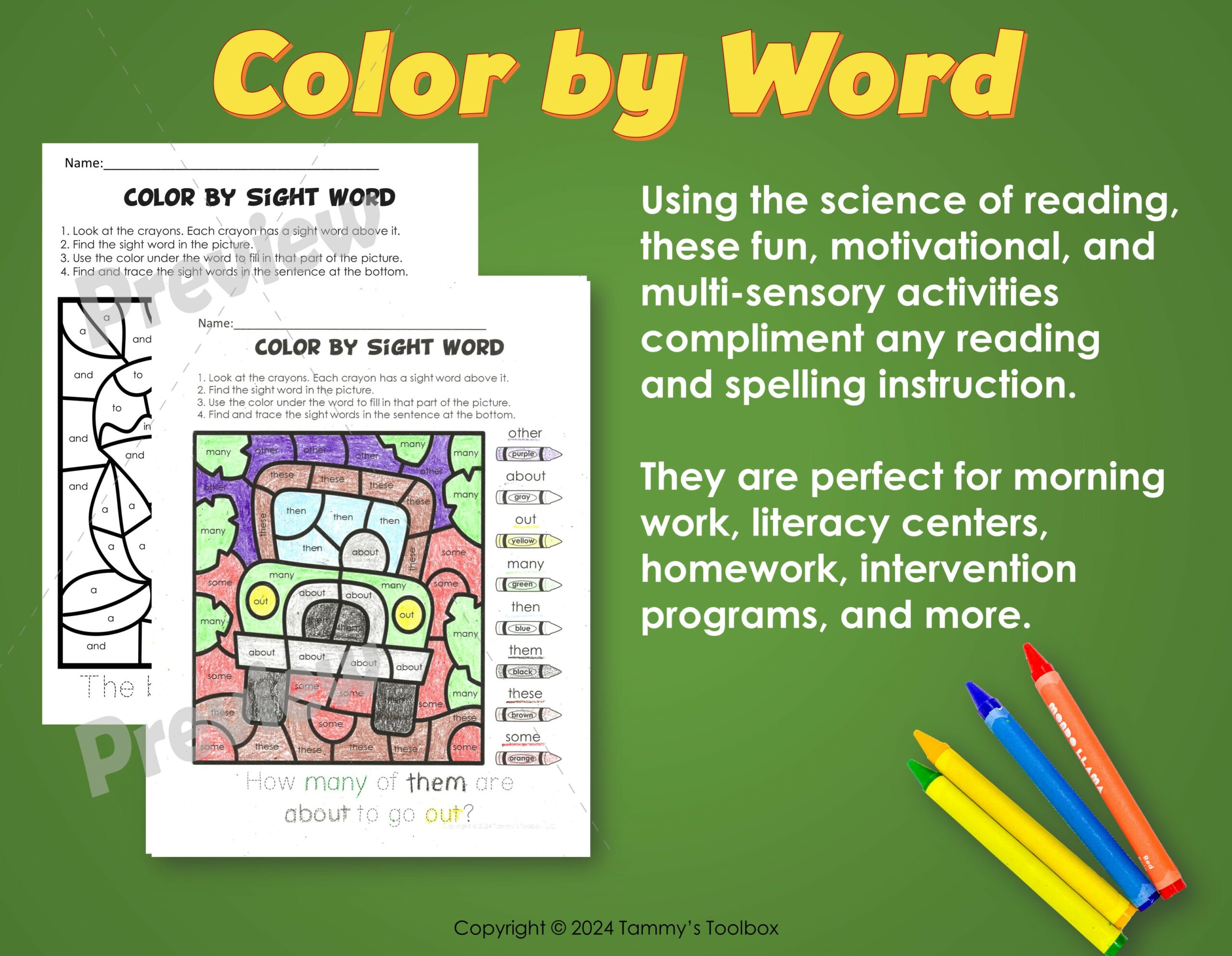 Editable Color by Code Sight Word Practice Worksheets - Classful