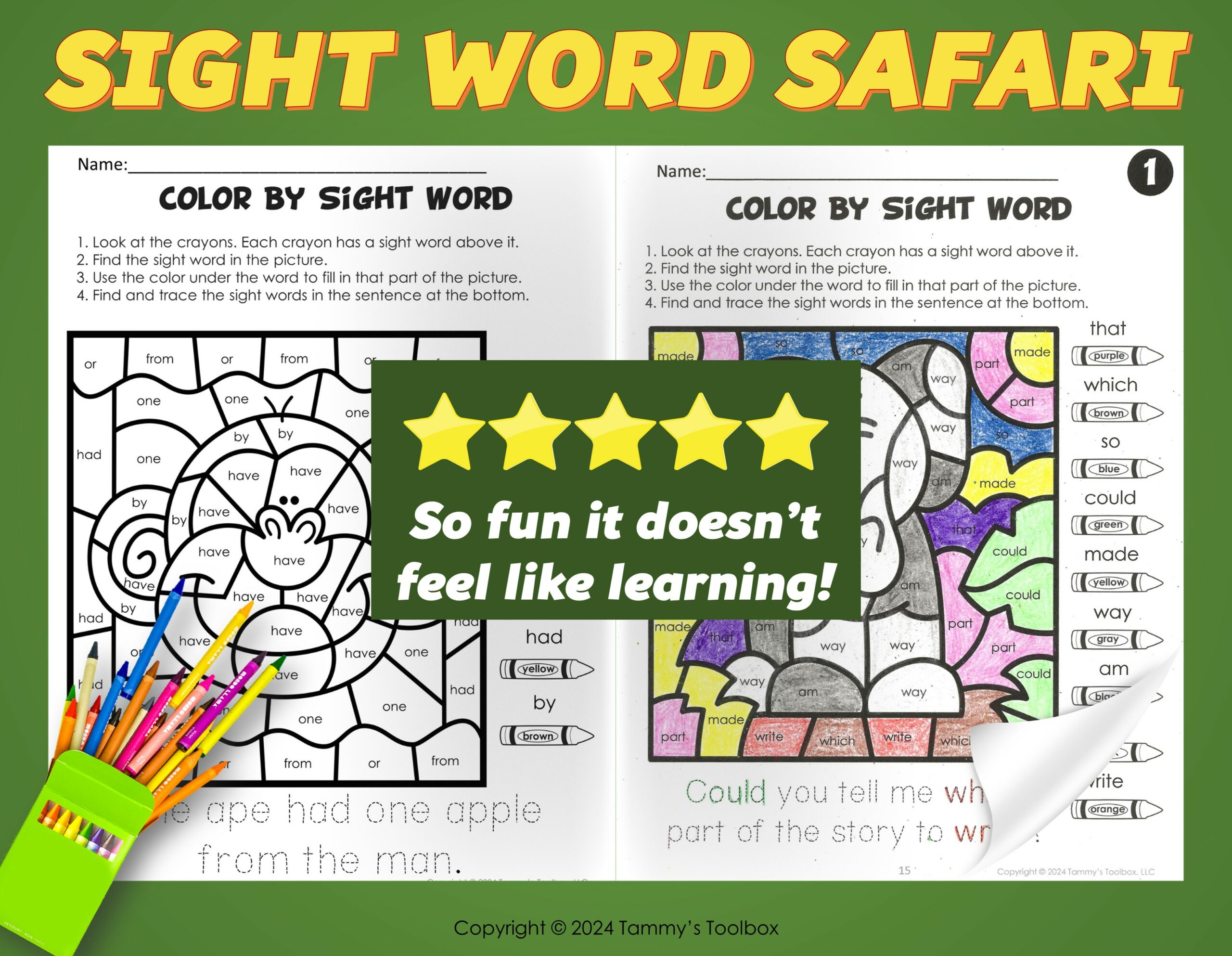 Editable Color by Code Sight Word Practice Worksheets - Classful