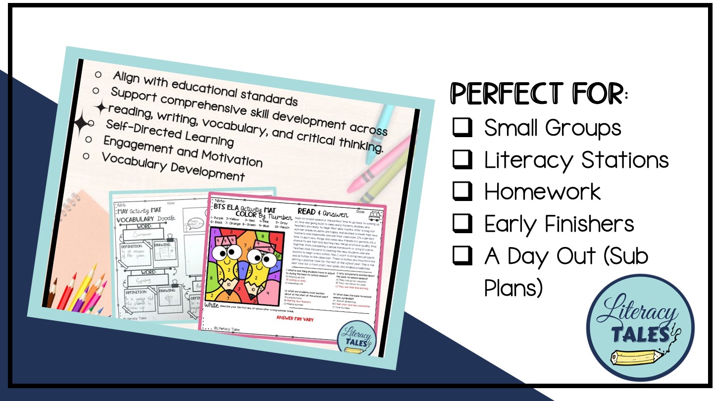 Back to School Mats Reading Writing Vocabulary Mazes Word Search ...