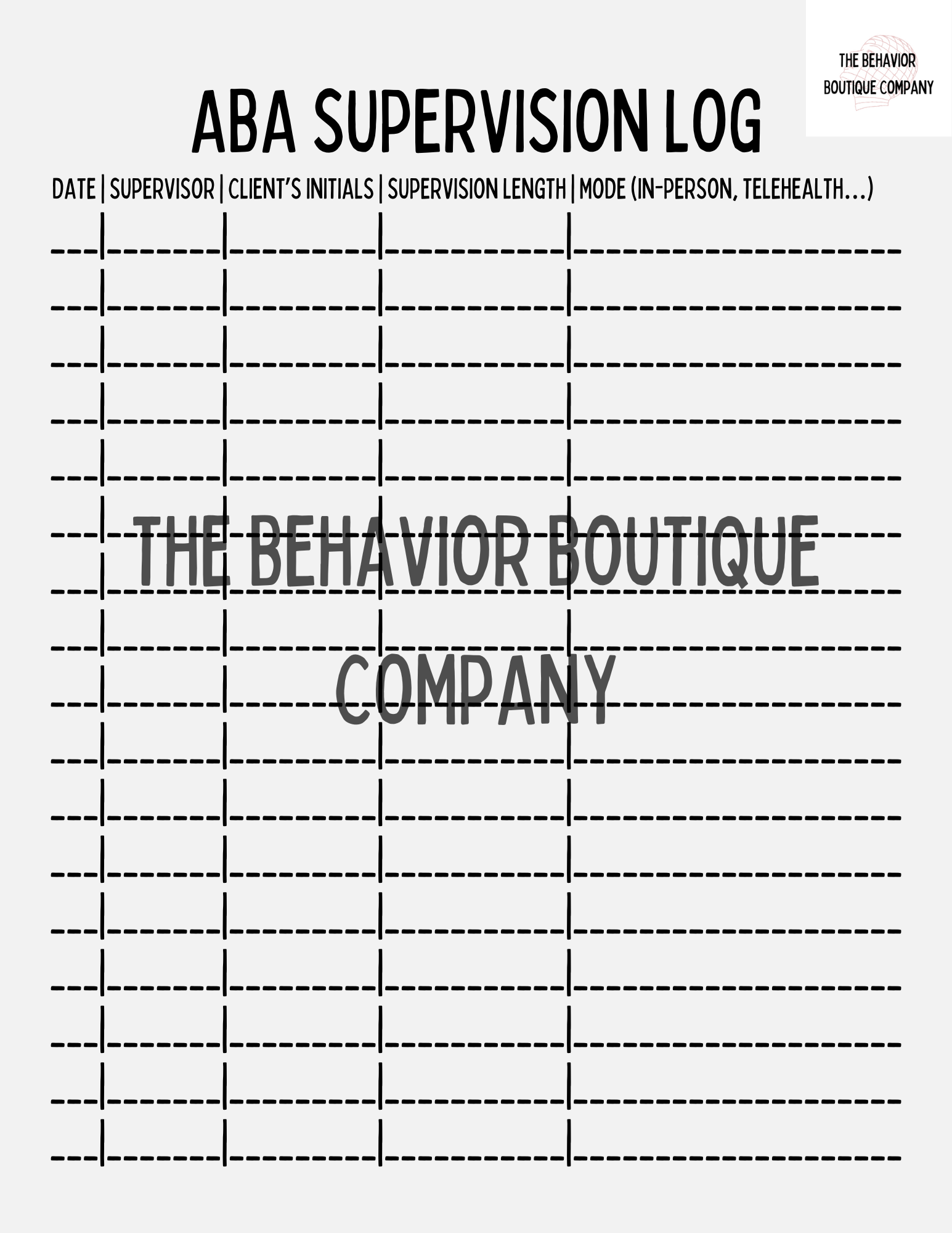 ABA RBT Supervision Tracker - Classful