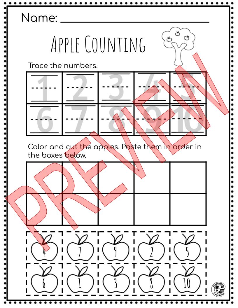 Fall Pre-K Math Practice | Counting Pages 1 - 10 - Classful