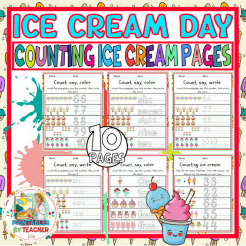 Summer - ice cream day activities- ice cream day Counting ice cream ...