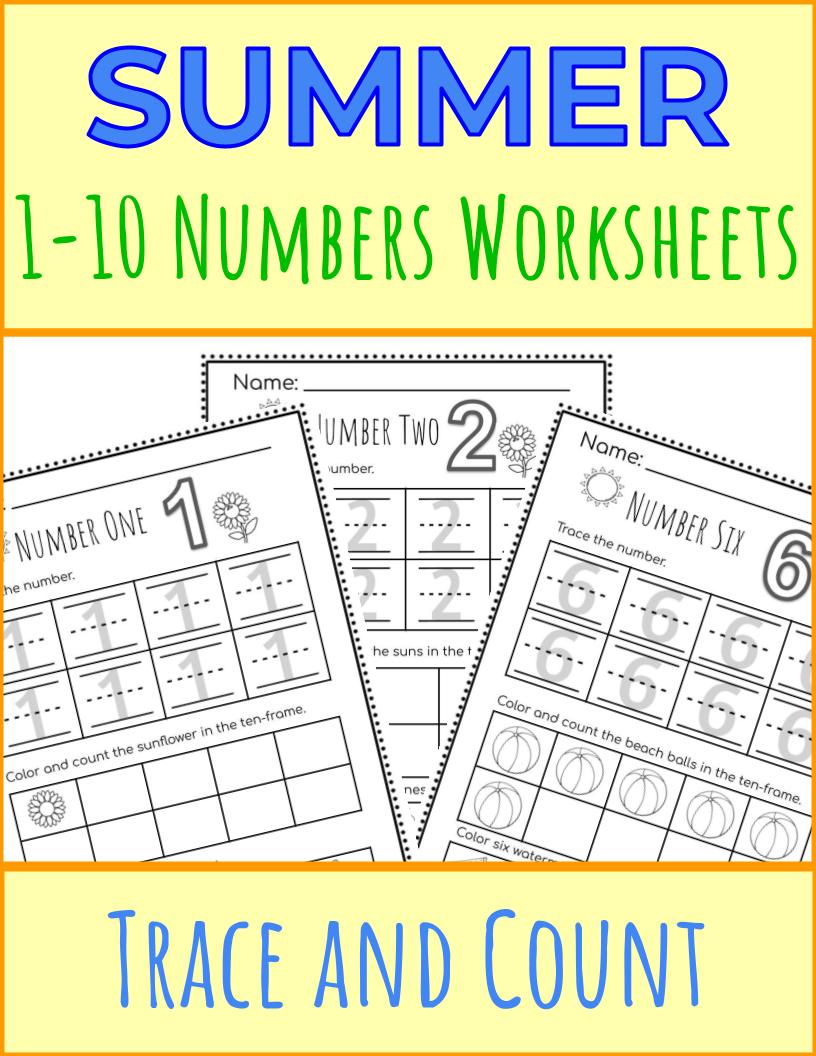 Summer Pre-K Math Practice | Number Tracing and Counting Worksheets ...