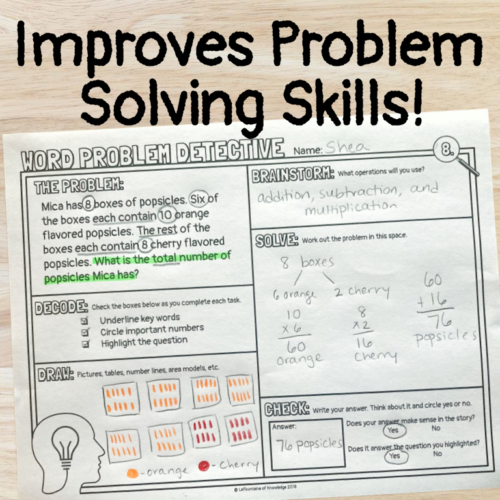 Word Problem Graphic Organizer with Editable Text and 12 Multi-Step ...