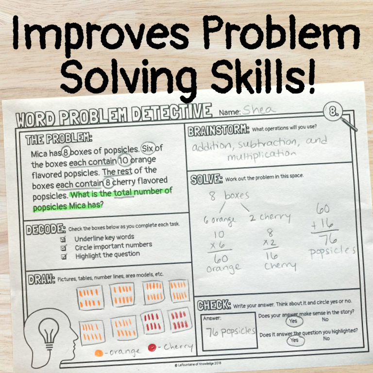 Word Problem Graphic Organizer with Editable Text and 12 Multi-Step ...