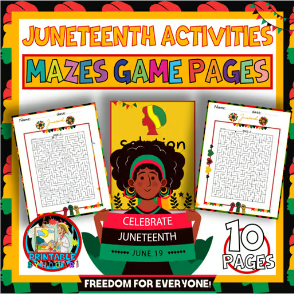 Juneteenth Freedom Day activities- Juneteenth mazes game worksheets for ...