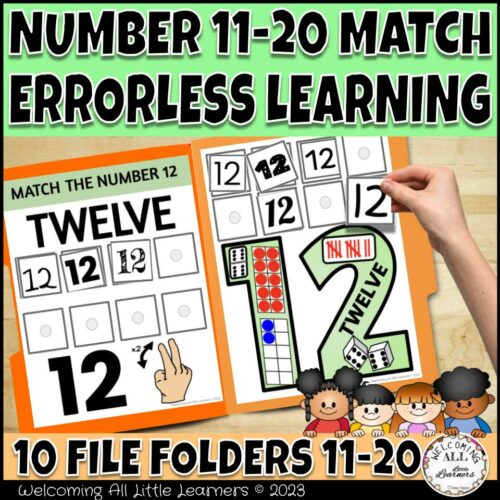 Errorless Learning File Folder Activity Set- Number Match 11 - 20 Math ...