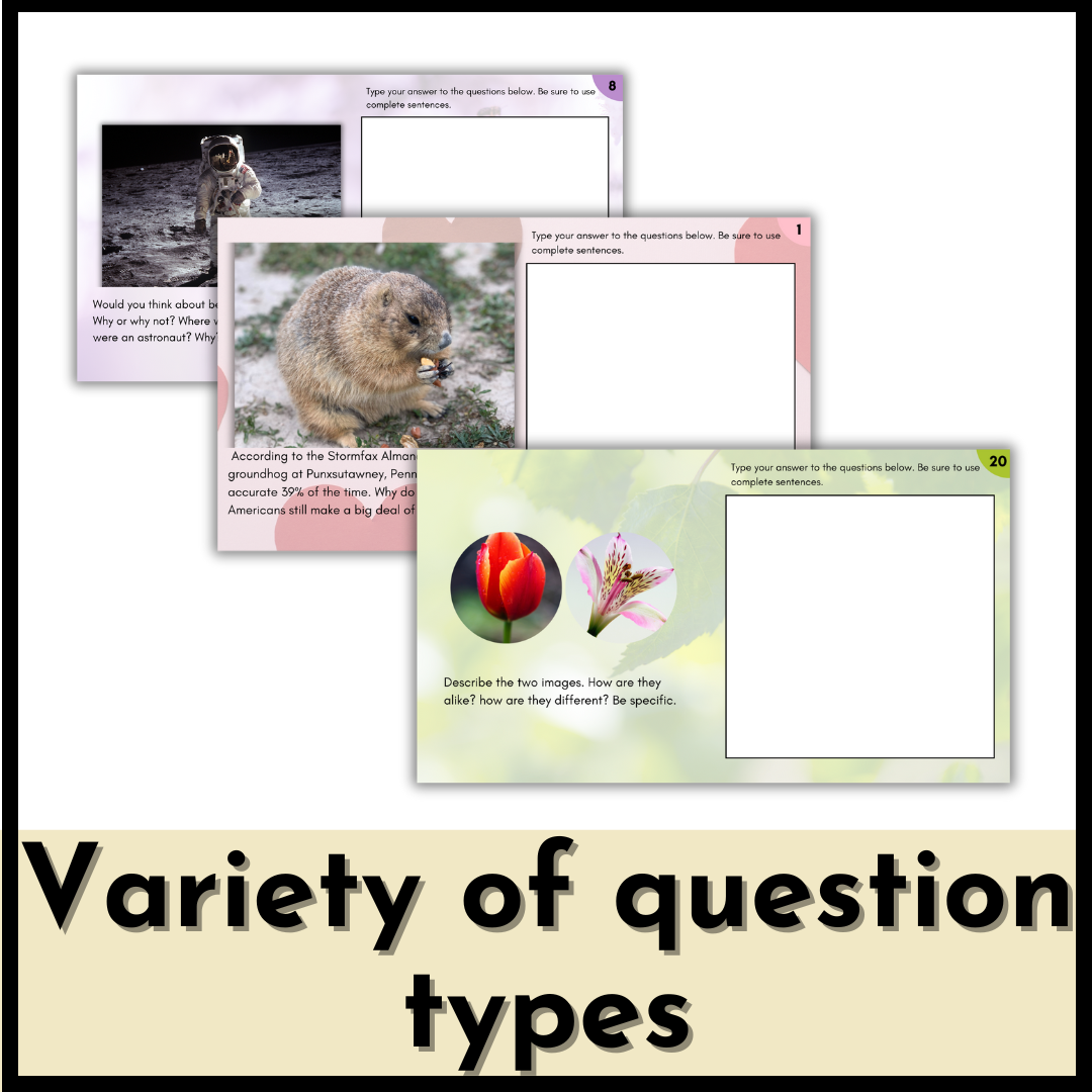 ESL Bell Ringers Writing Prompts with Pictures | Middle & High School ...