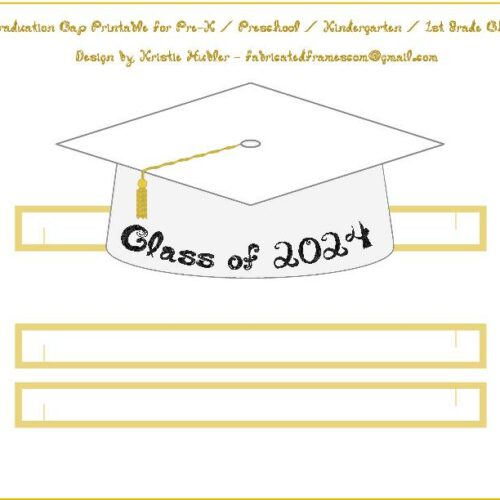 Graduation Cap White Paper Party Hat Printable With Class of 2024 In ...