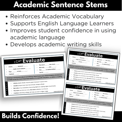 Academic Language Sentence Stem Cards - Classful