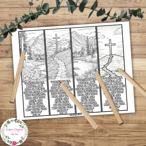 Spanish Language John 3 16 Bible Verse Coloring Bookmarks Nature ...