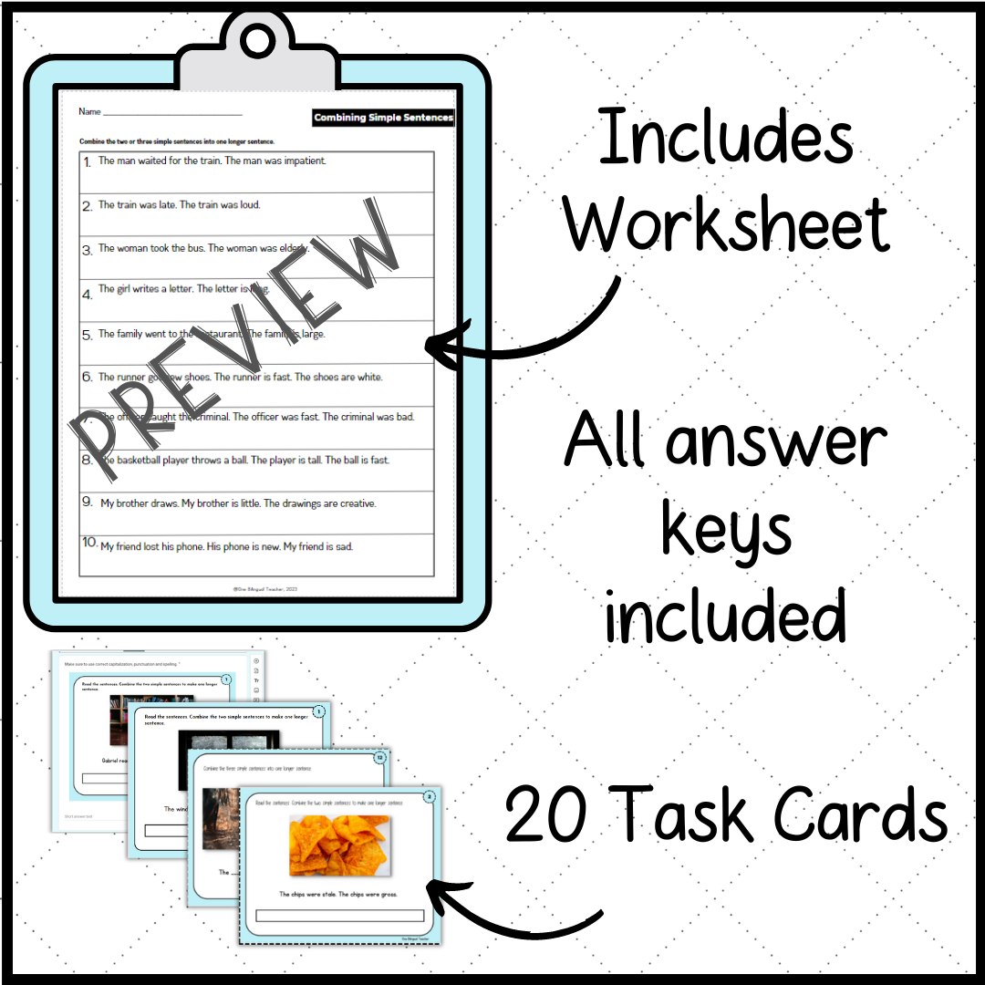 ESL Grammar Combining Simple Sentences | Digital Lesson & Interactive ...