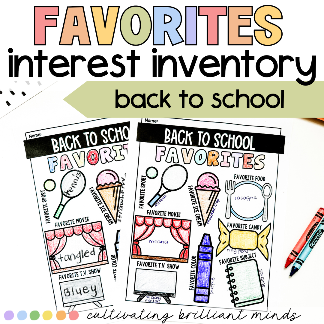 Back to School Favorites Survey | Student Survey | Interest Inventory