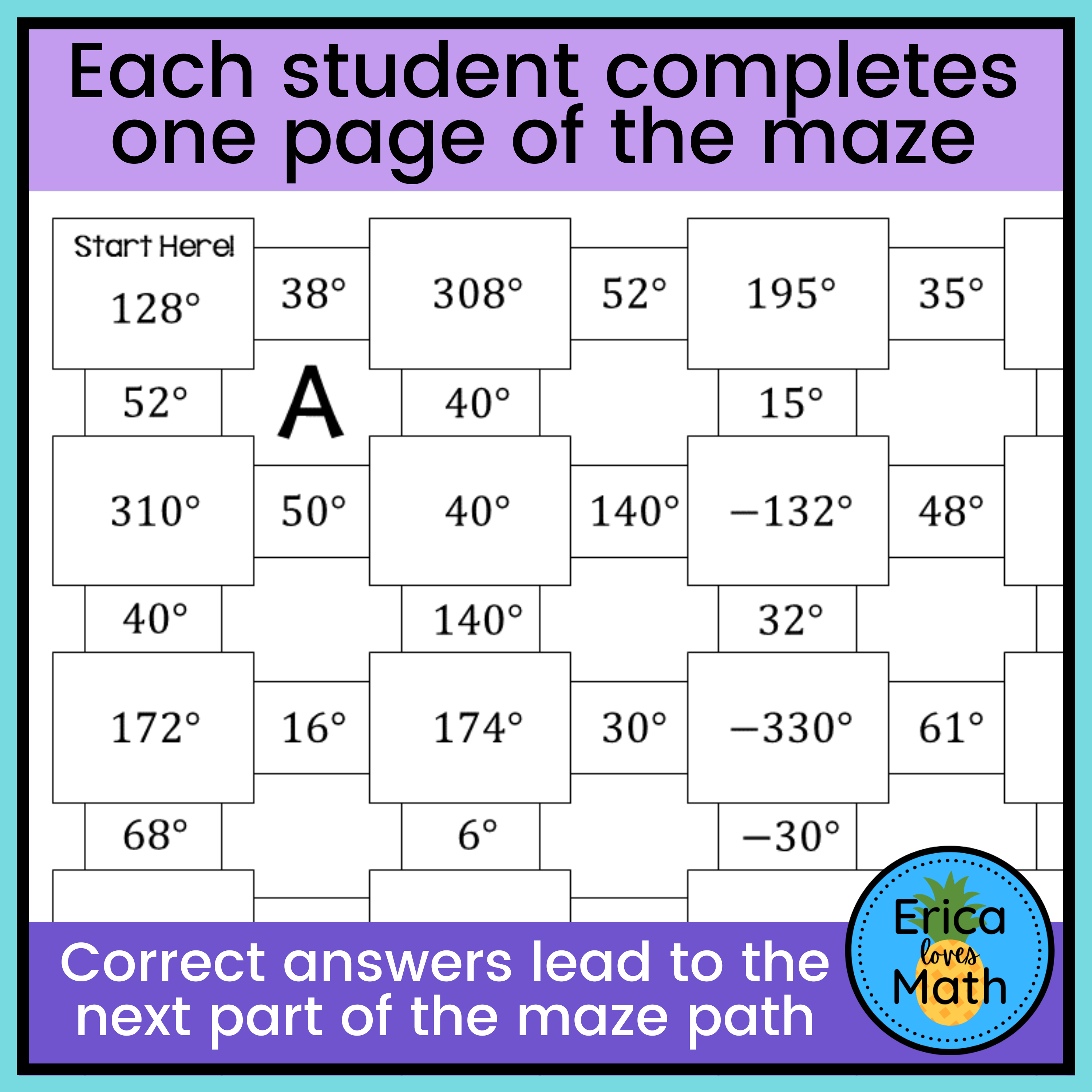 Reference Angles in Degrees & Radians Partner Maze Activity (Worksheets ...