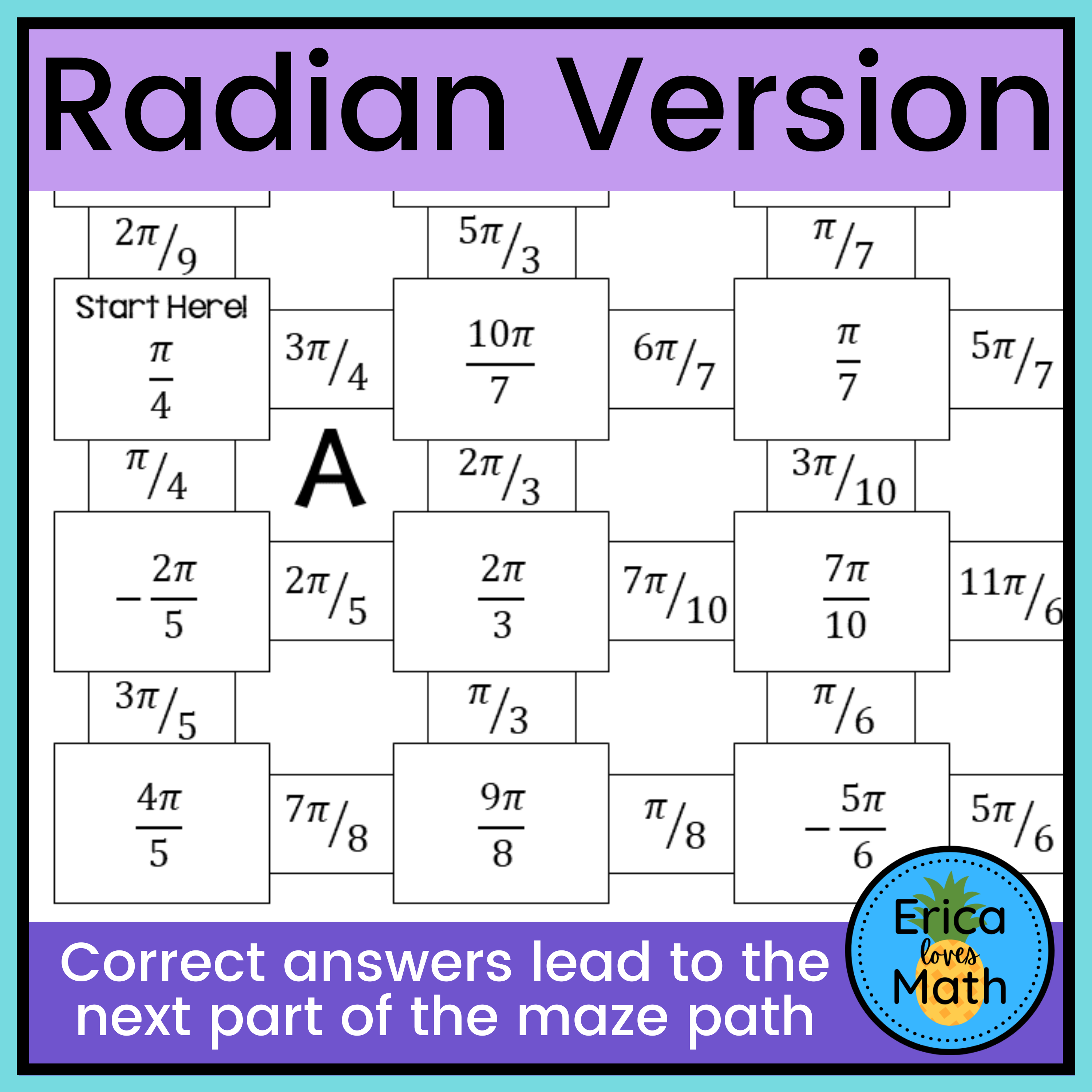 Reference Angles in Degrees & Radians Partner Maze Activity (Worksheets ...