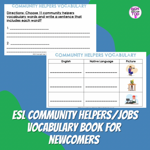 ESL Community Helpers Vocabulary Book for Newcomers - Classful