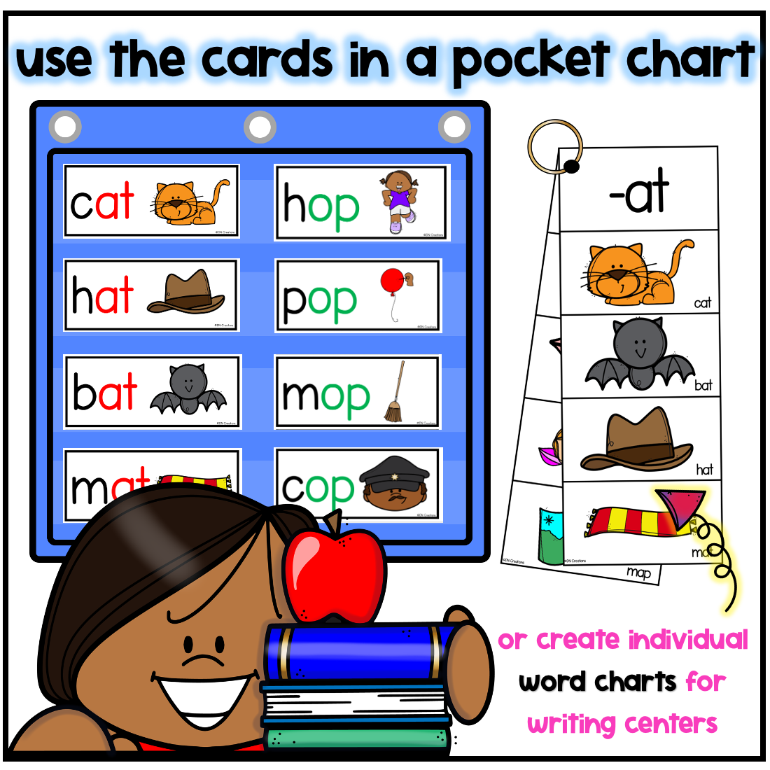 CVC cards for Pocket Chart l CVC Reading Strips for Science of Reading ...