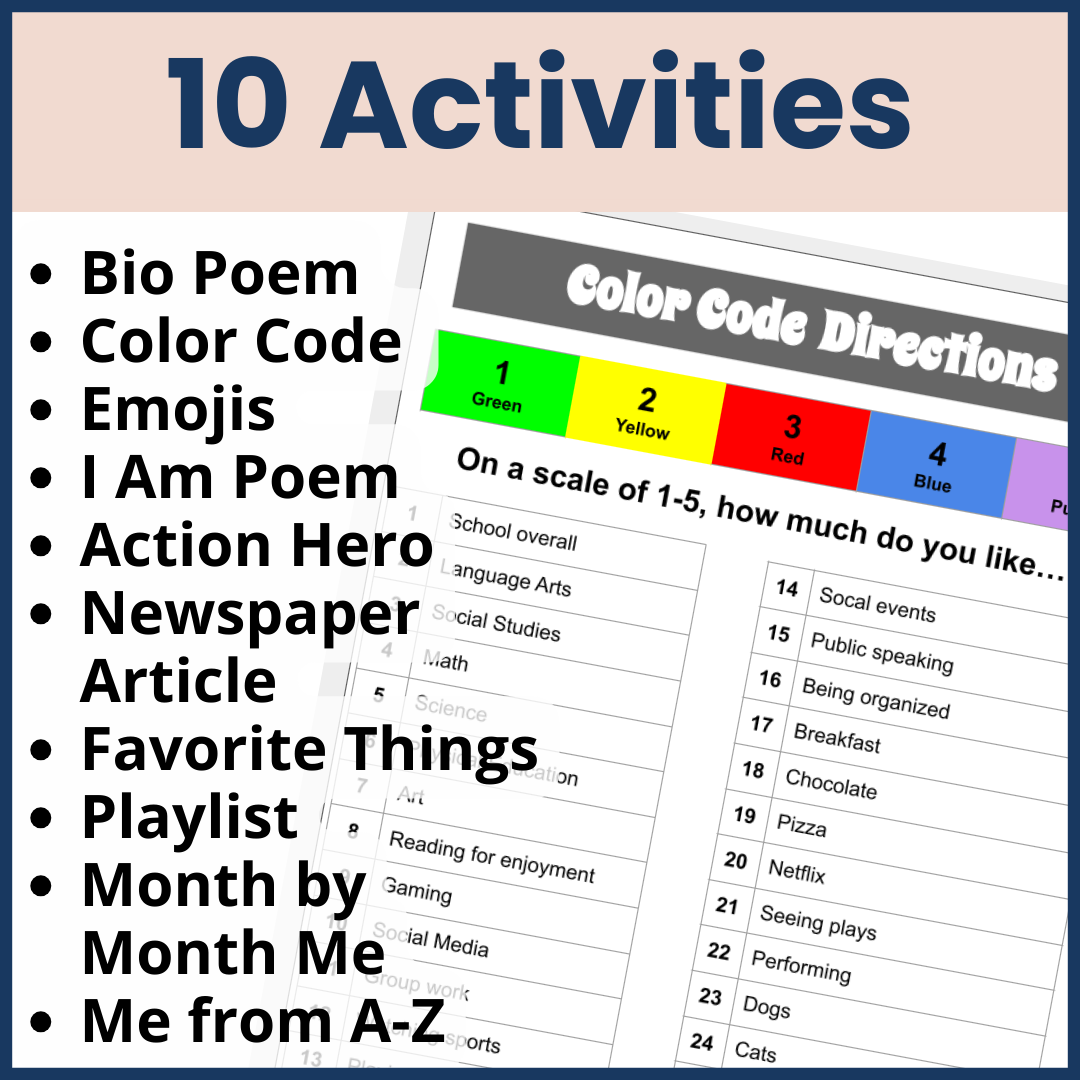 Back to School Activities for Middle School - Getting to Know You ...