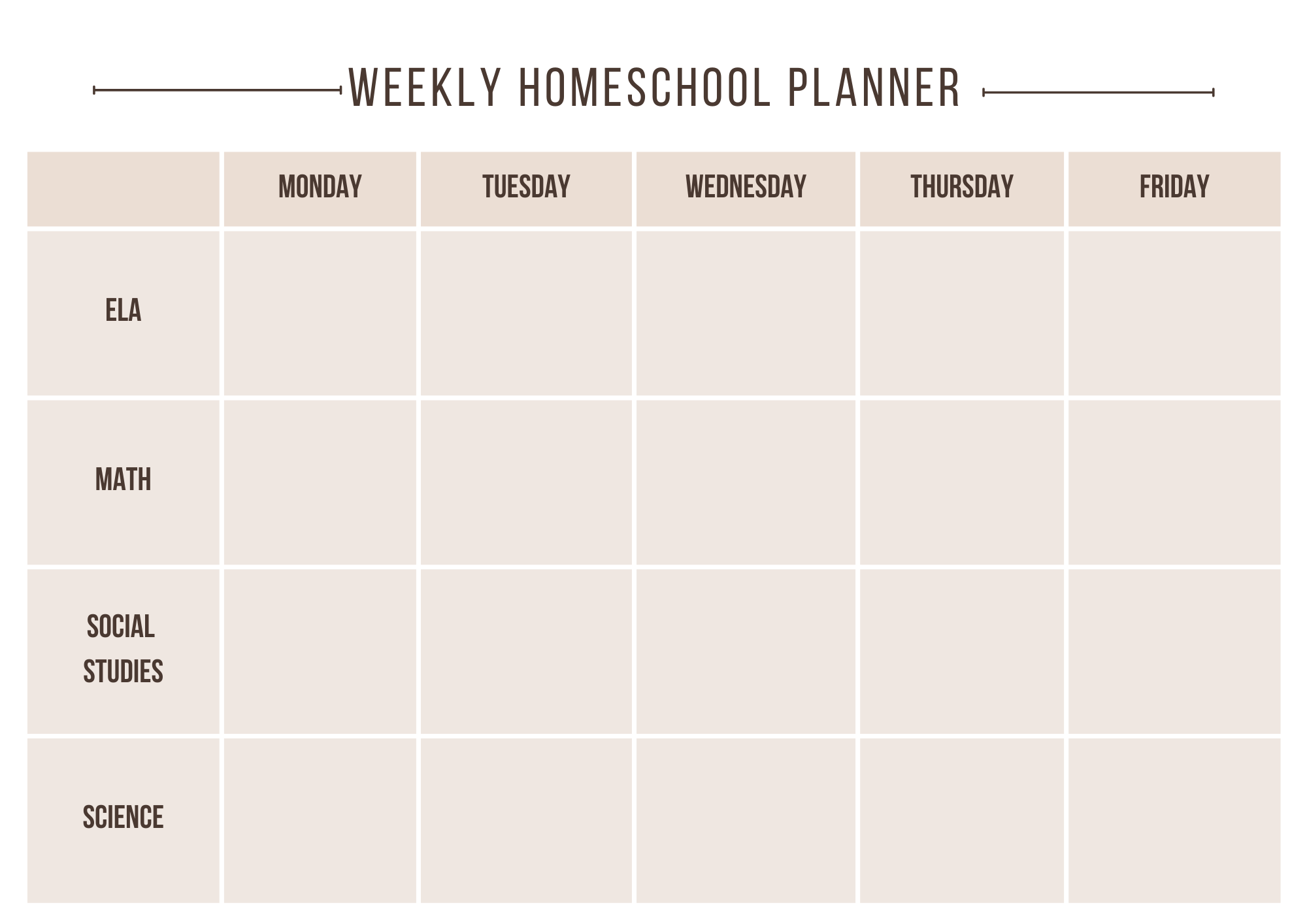 Homeschool Weekly Planner - Classful