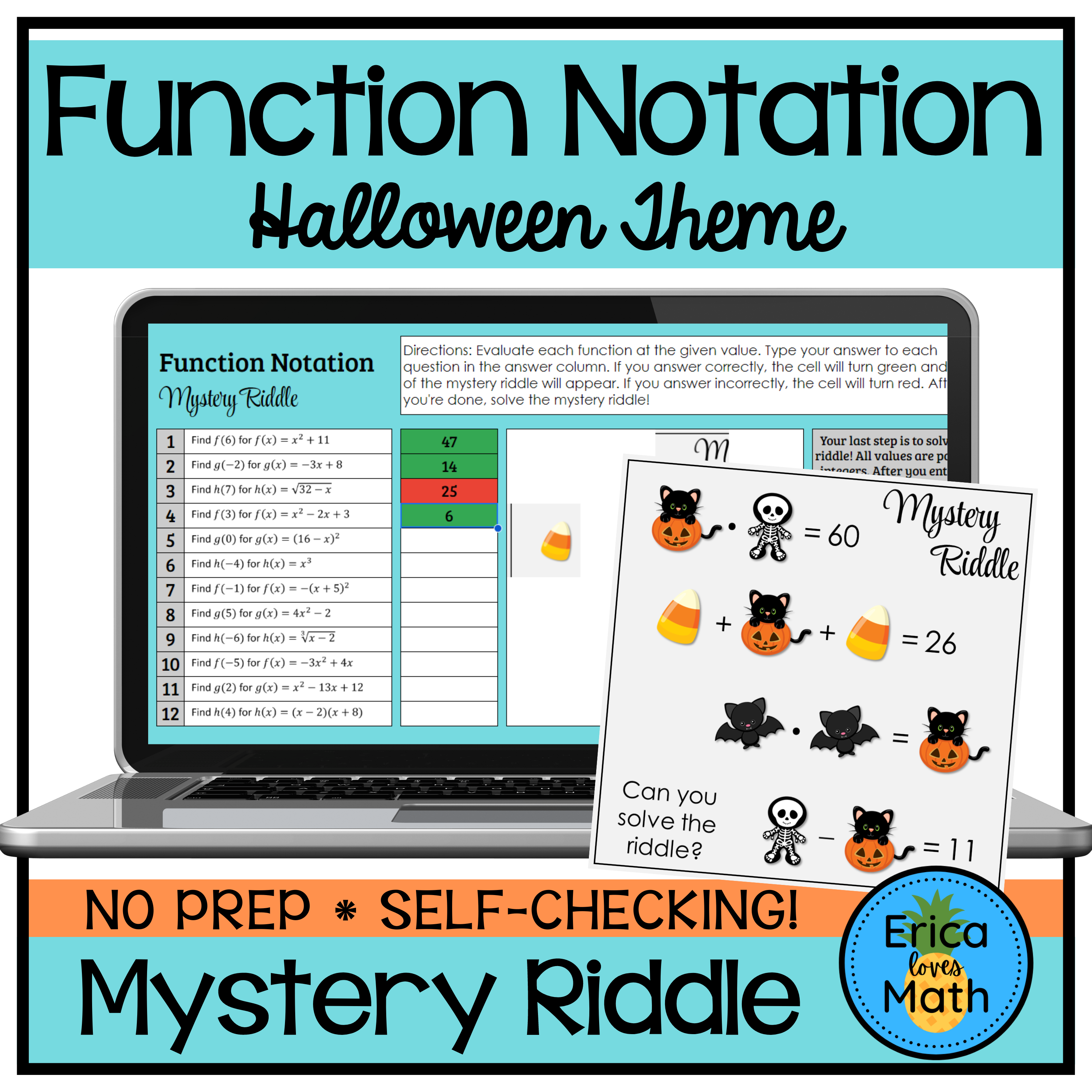 Function Notation Digital Mystery Riddle Activity For Halloween Classful