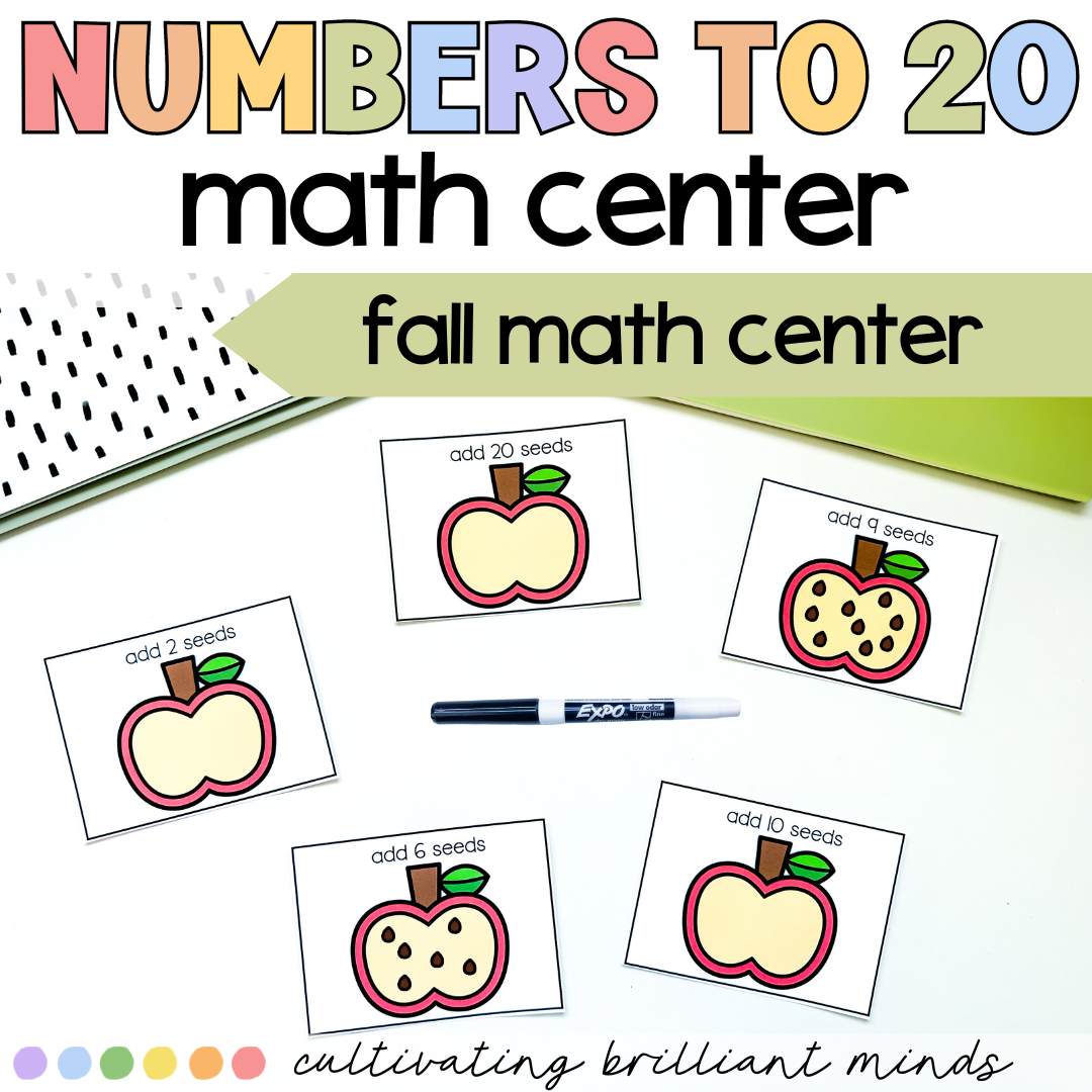 Fall Apple Numbers to 20 Math Center | Autumn | Kindergarten, 1st Grade ...
