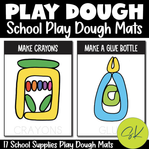 School Supplies Play Dough Mats with Writing - Classful