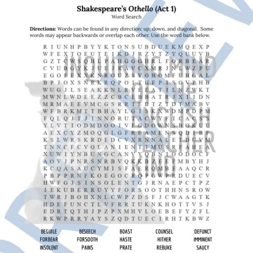 Shakespeare's Othello Vocabulary Games for High School (Act 1) - Classful