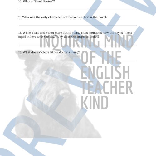 Feed by M.T. Anderson Chapters 1 through 16 Quiz and Answer Key - Classful
