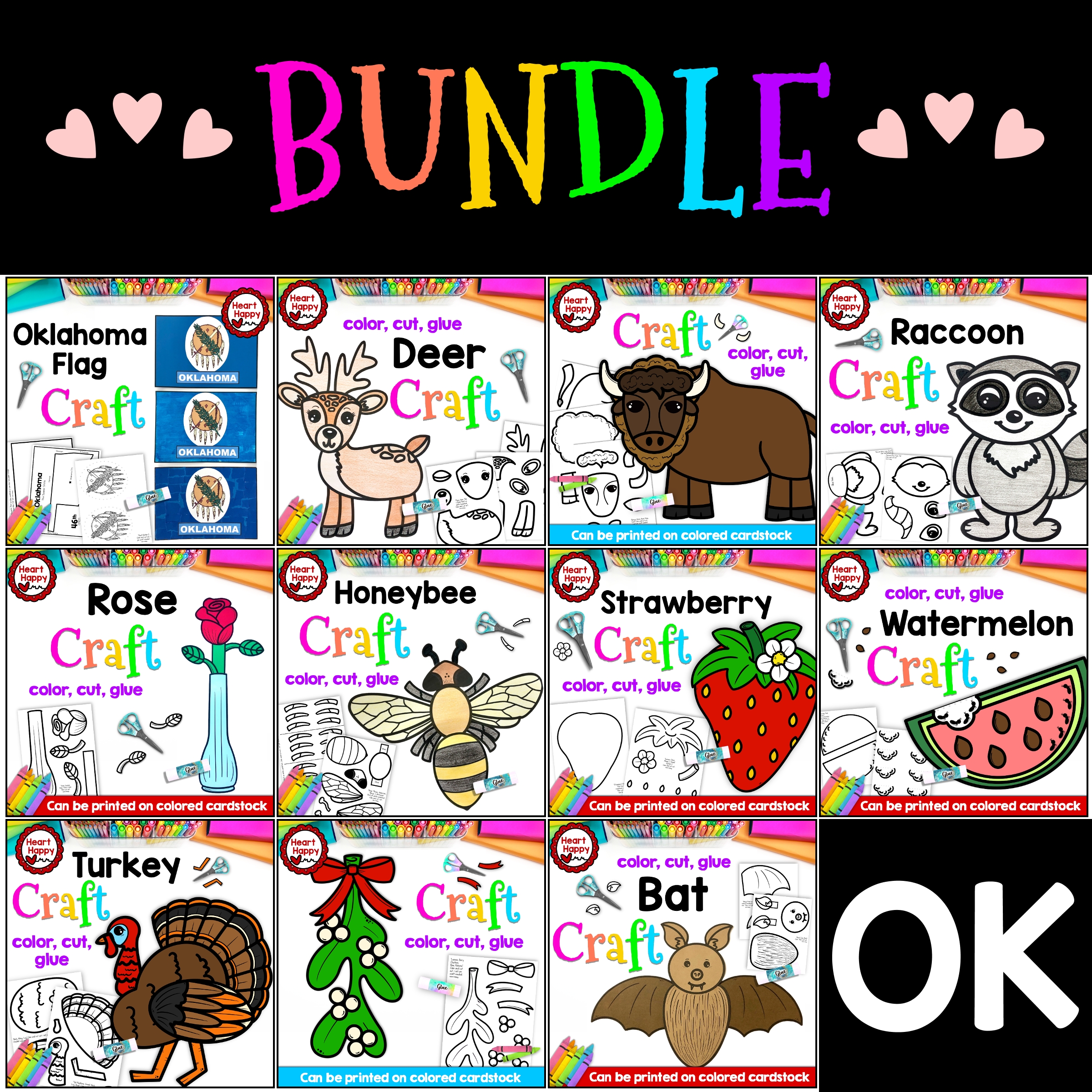 Oklahoma State Symbols Craft BUNDLE - Classful