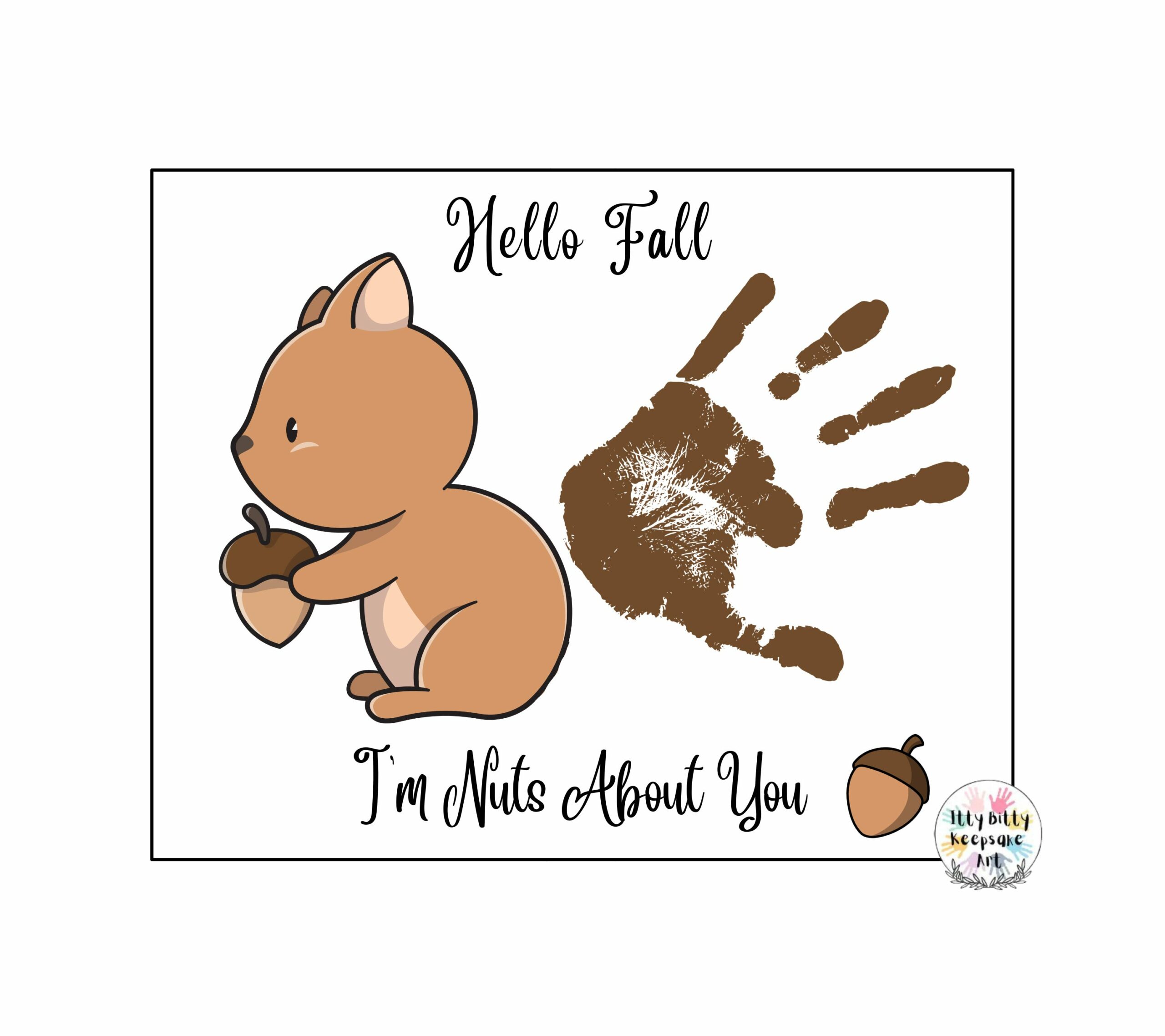Fall Nuts About You Handprint Craft Art Printable Template / Autumn ...