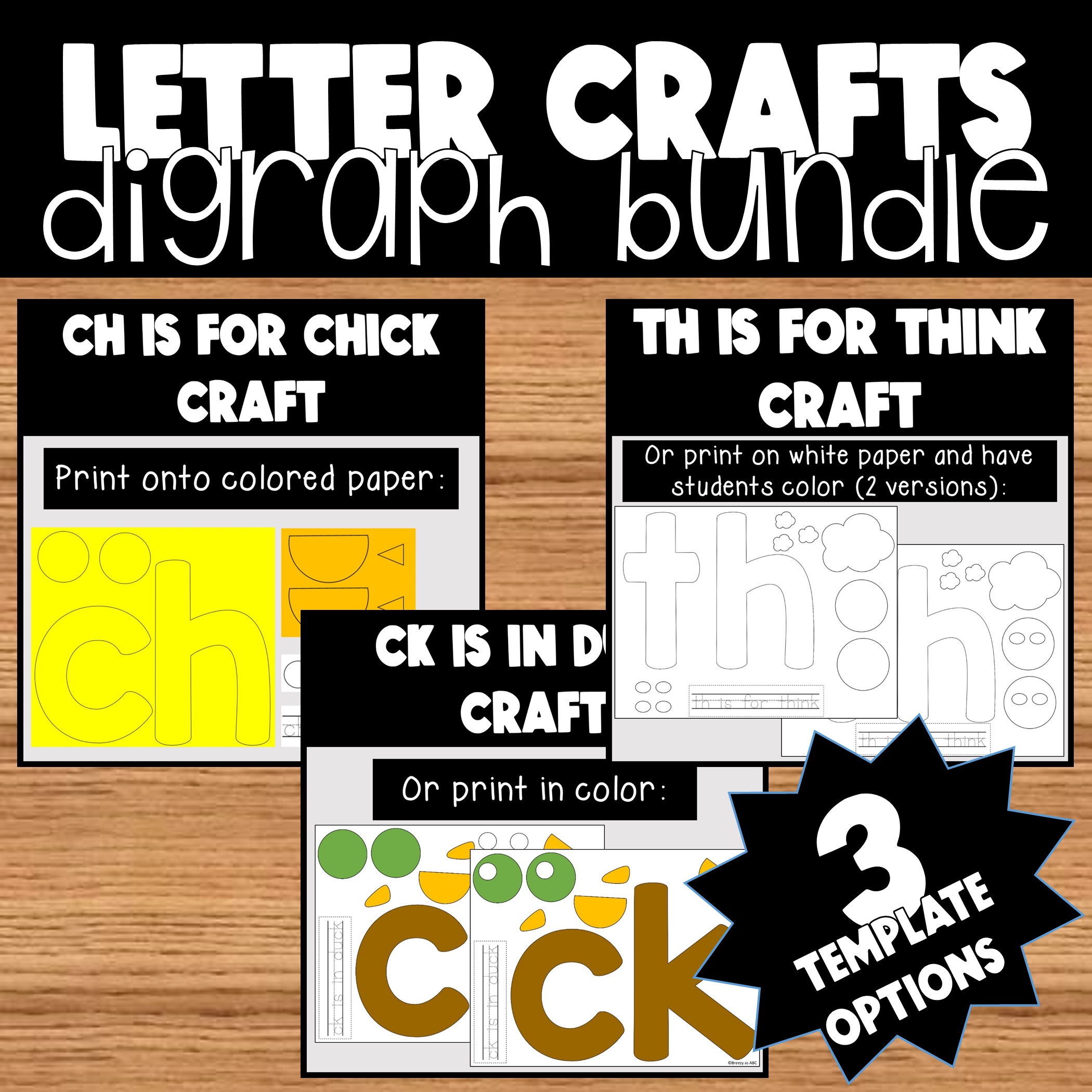 Digraph Letter Crafts | SH CH TH CK NG QU WH PH printable phonics ...
