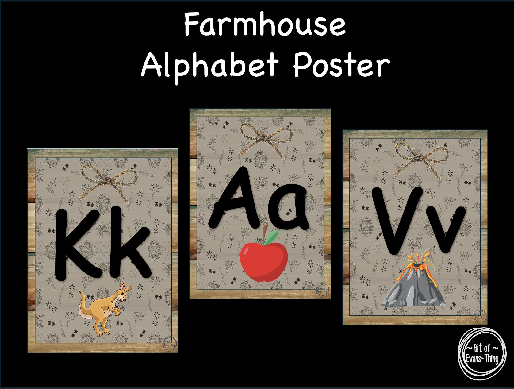 Farmhouse Theme Alphabet Posters - Classful