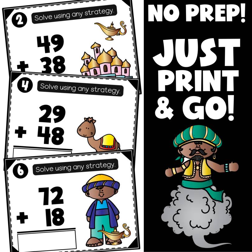 2nd Grade Fairy Tale Adventures- Aladdin Themed Addition and ...