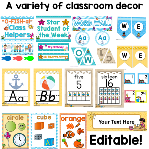 Beach Theme Classroom Decor Beach Classroom Decorations Back to School ...