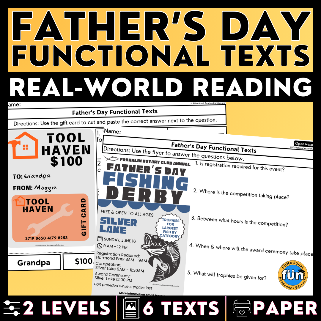 Father's Day Funtional Texts - Real-World Reading & Comprehension ...