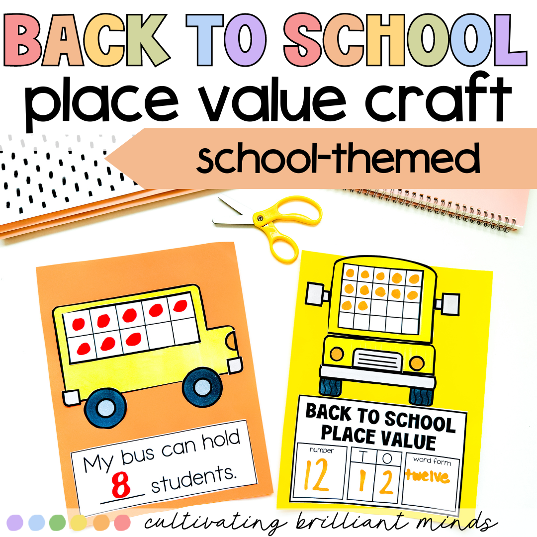 Back to School Place Value Activity Craft | Bus | Kindergarten, First ...
