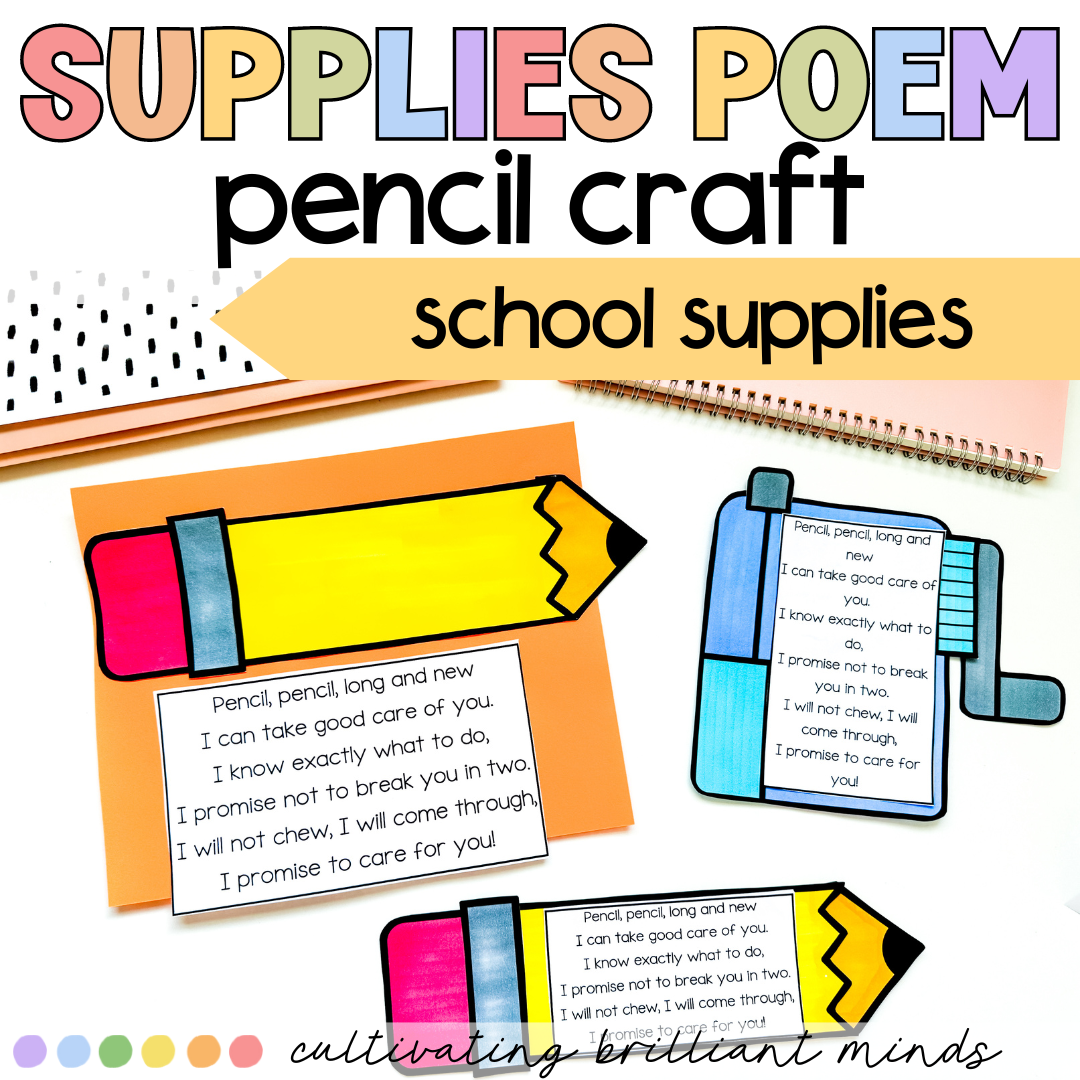 Back to School School Supply Pencil Craft and Poem | How To Use School ...