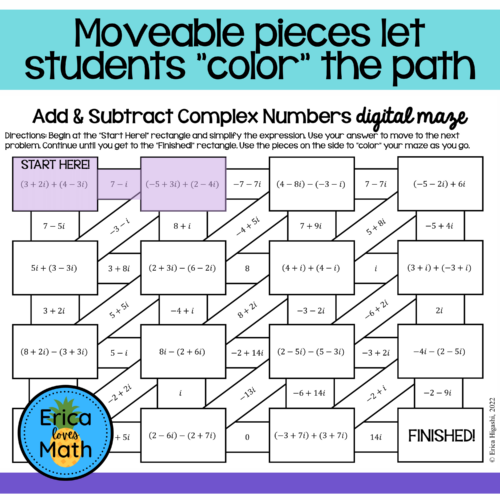 Adding & Subtracting Complex Numbers Digital Activity Maze - Classful