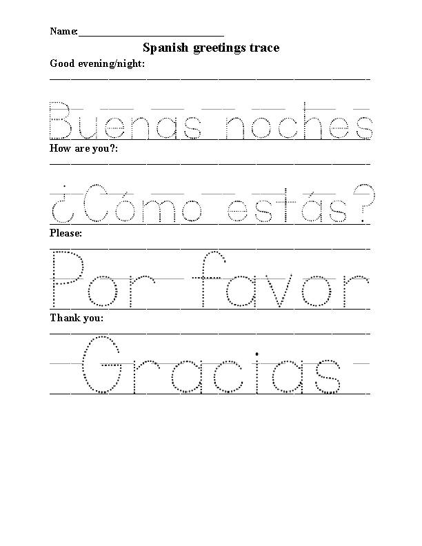 Spanish Greetings Trace Freebie! - Classful