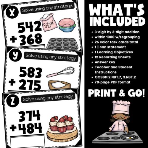 2nd and 3rd Grade 3-Digit by 3-Digit Addition WITH Regrouping Task ...