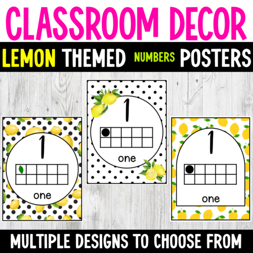Lemon Themed Numbers Posters Classroom Decor - Classful