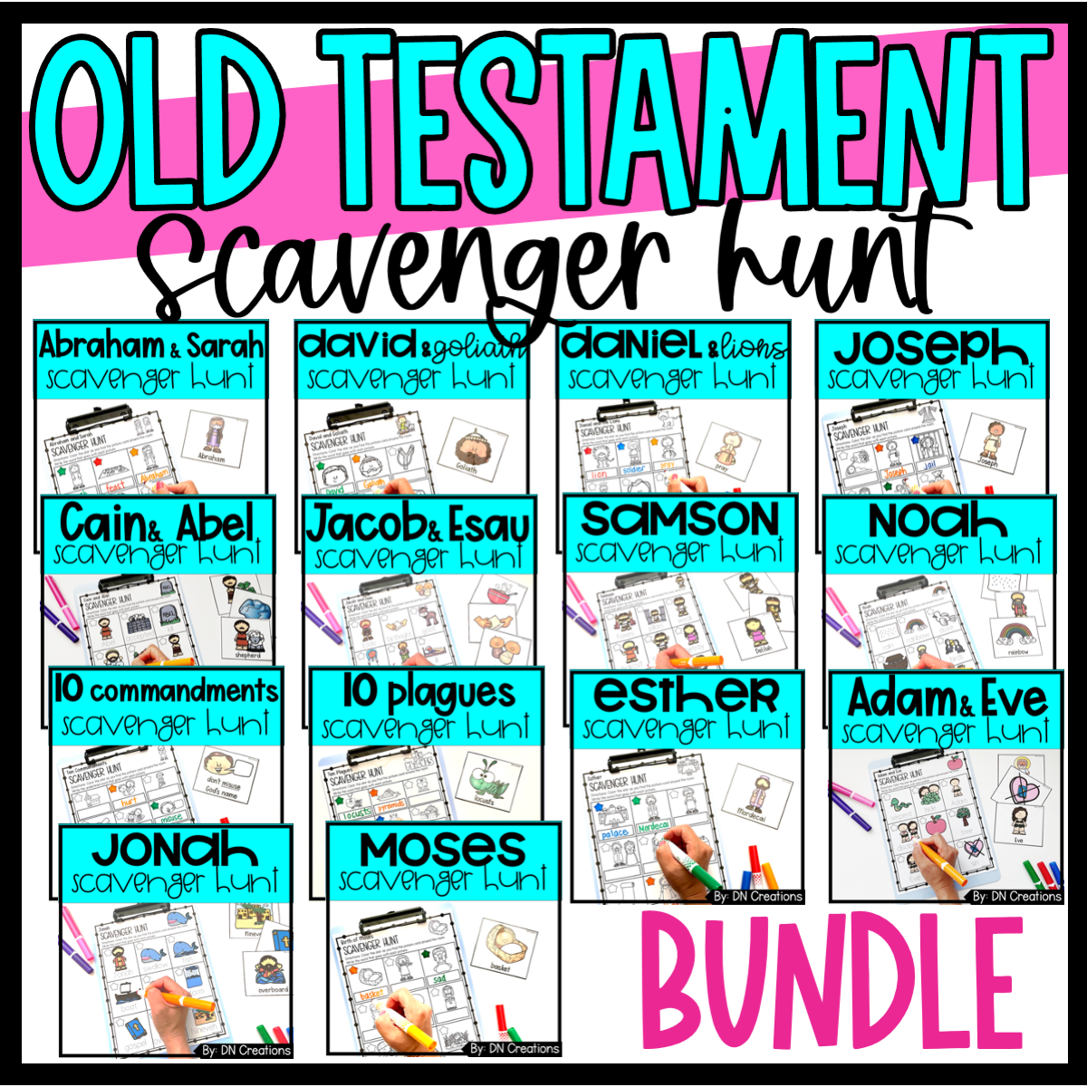 Bible Scavenger Hunt Old Testament Bundle l Old Testament Bible Stories ...