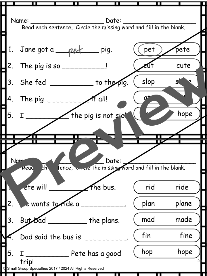 Phonics Practice With CVC & CVCe Word Patterns - Classful