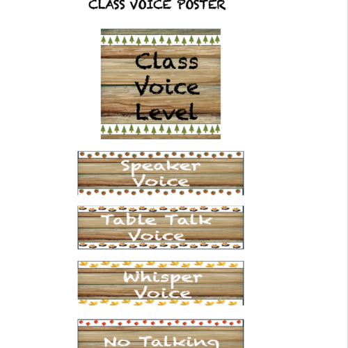 Woodland Theme Voice Level Poster - Classful