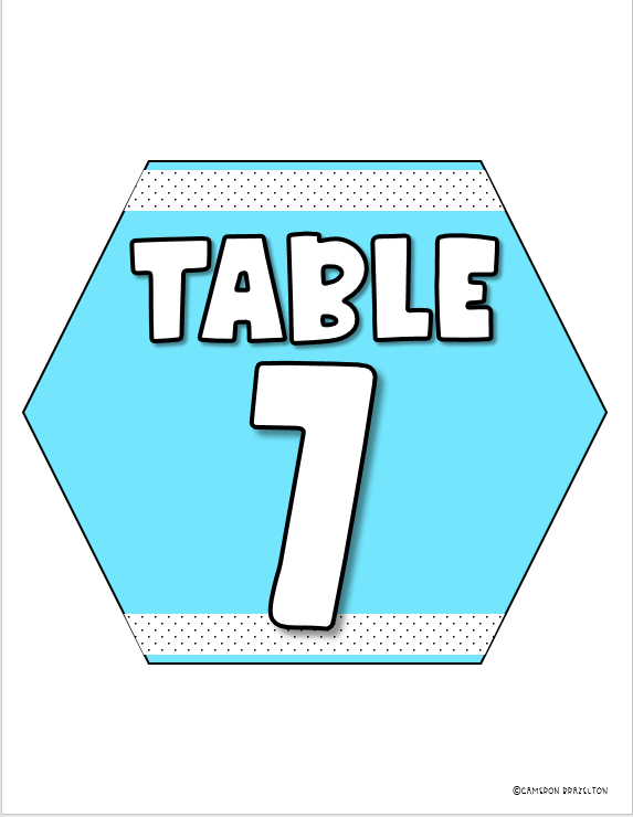Table Numbers Signs Colorful Rainbow Bright Theme - Classful