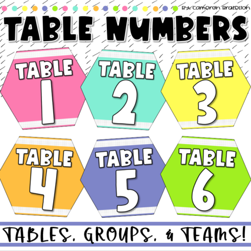 Table Numbers Signs Colorful Rainbow Bright Theme - Classful